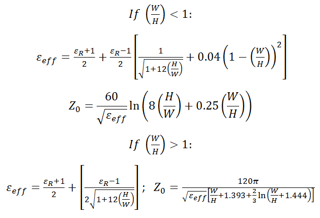 Printed Circuit board (PCB) RF Microstrip Calculators with Formulas